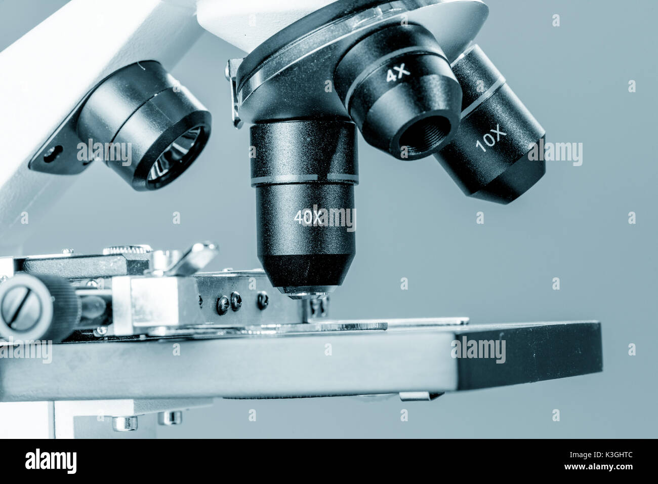 Subject table microscope and interchangeable lenses. Microscope is the ...