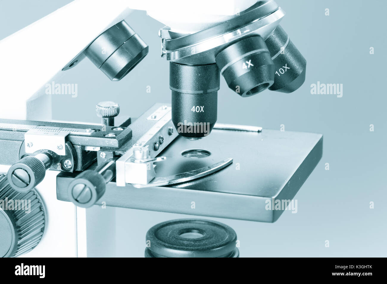 Subject table microscope and interchangeable lenses. Microscope is the ...