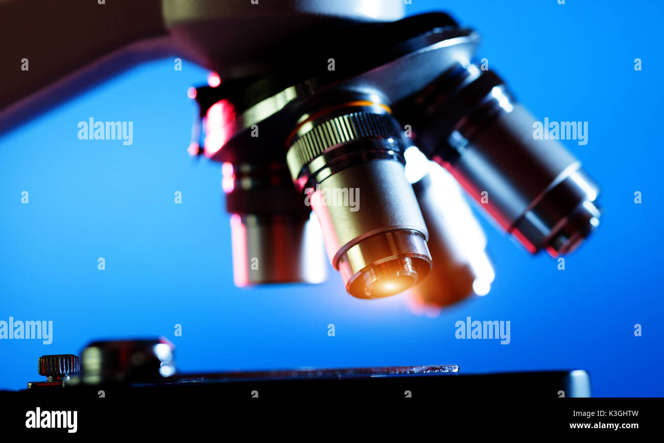 Subject table microscope and interchangeable lenses. Microscope is the ...