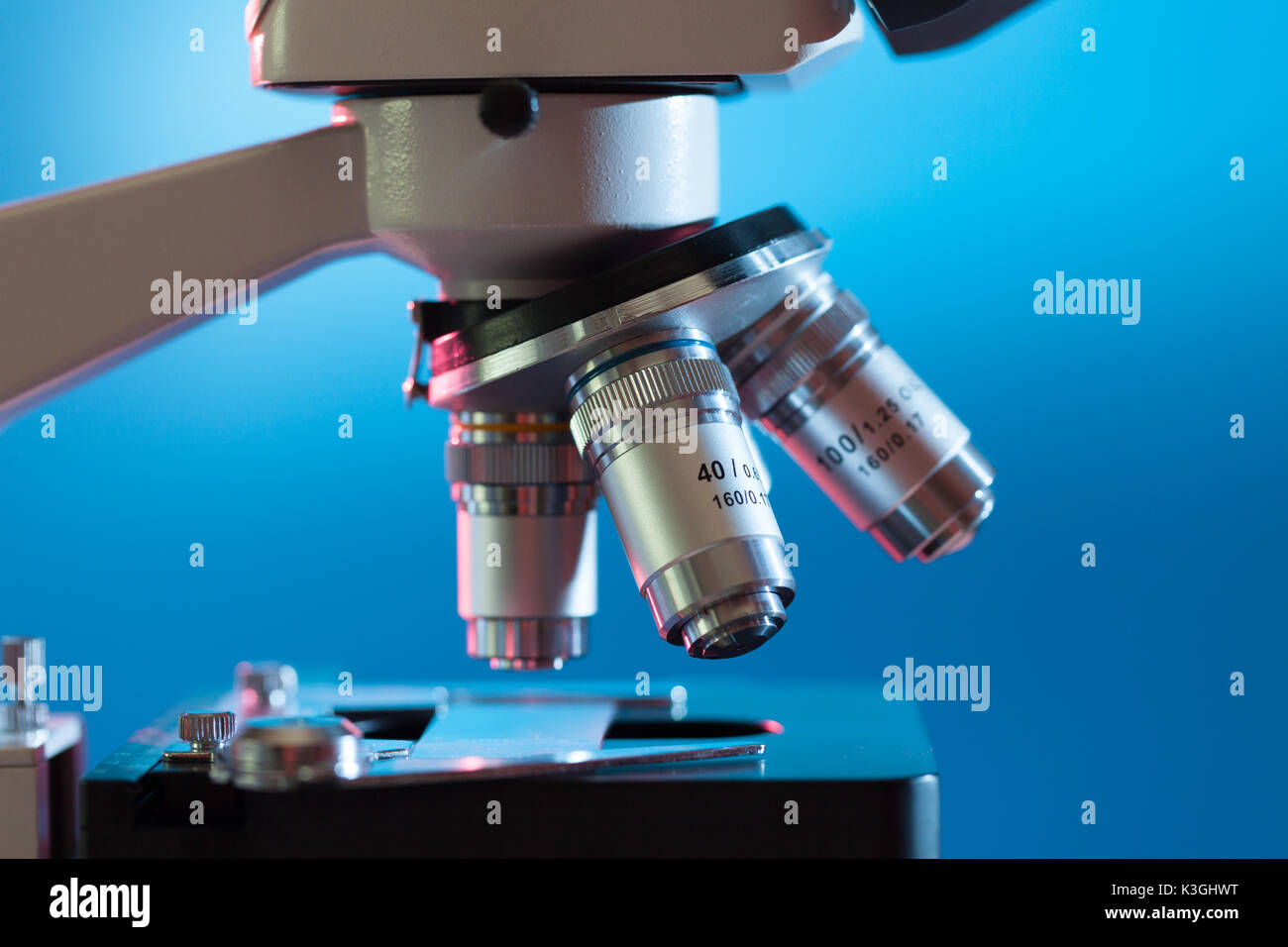 Subject table microscope and interchangeable lenses. Microscope is the ...