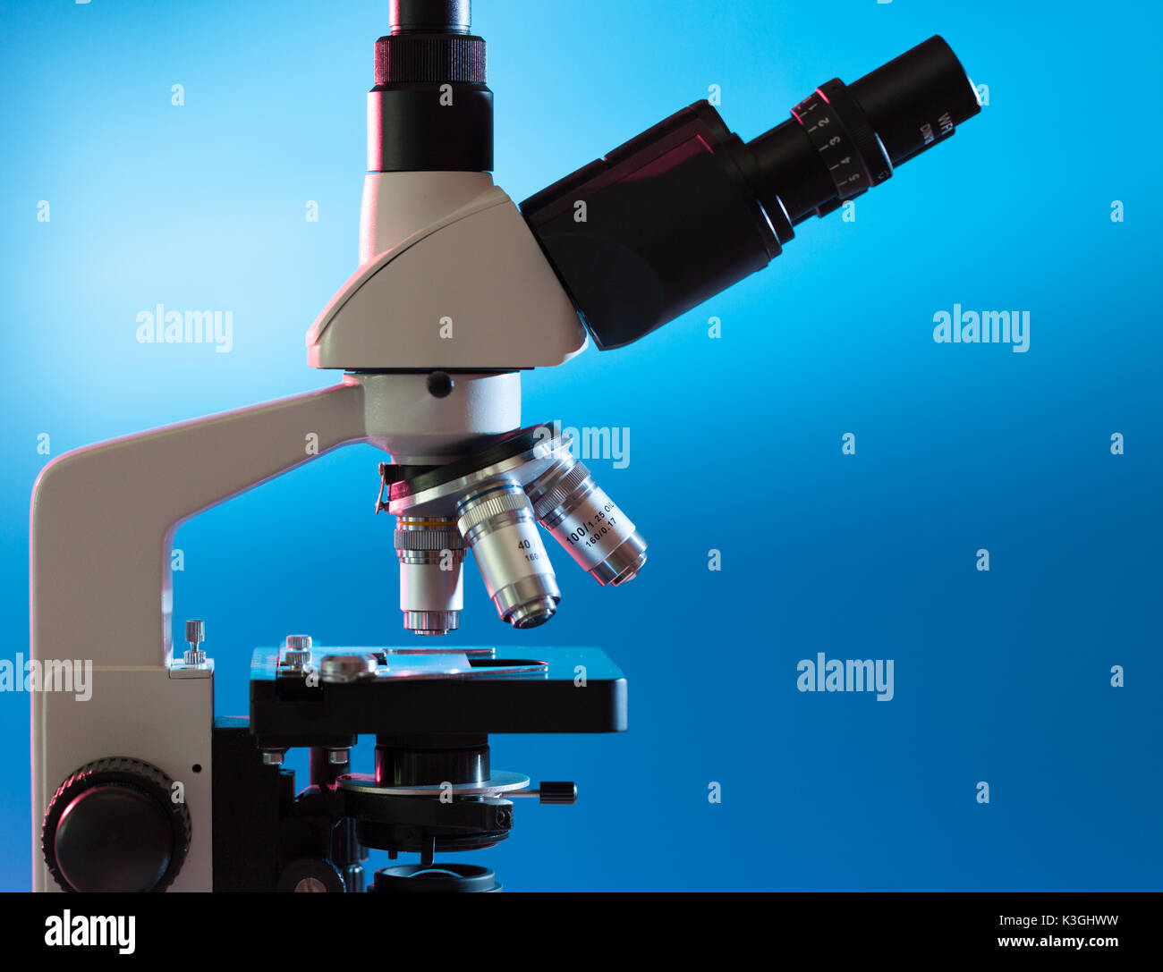 Subject table microscope and interchangeable lenses. Microscope is the ...