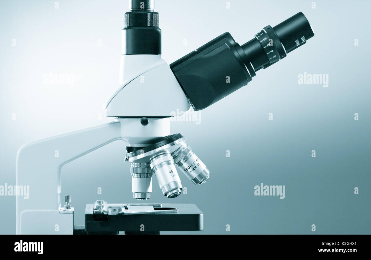 Subject table microscope and interchangeable lenses. Microscope is the ...