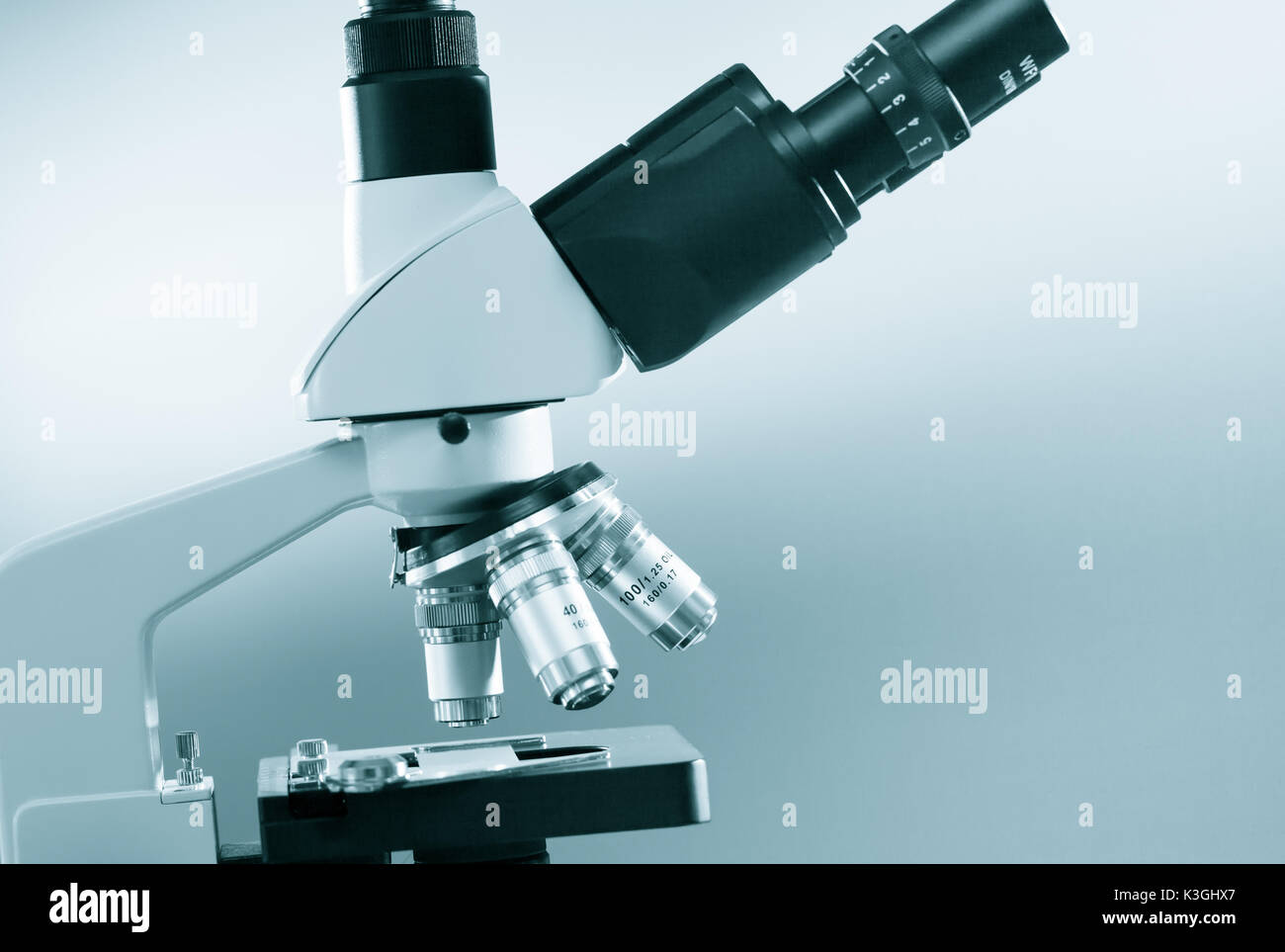 Subject table microscope and interchangeable lenses. Microscope is the ...