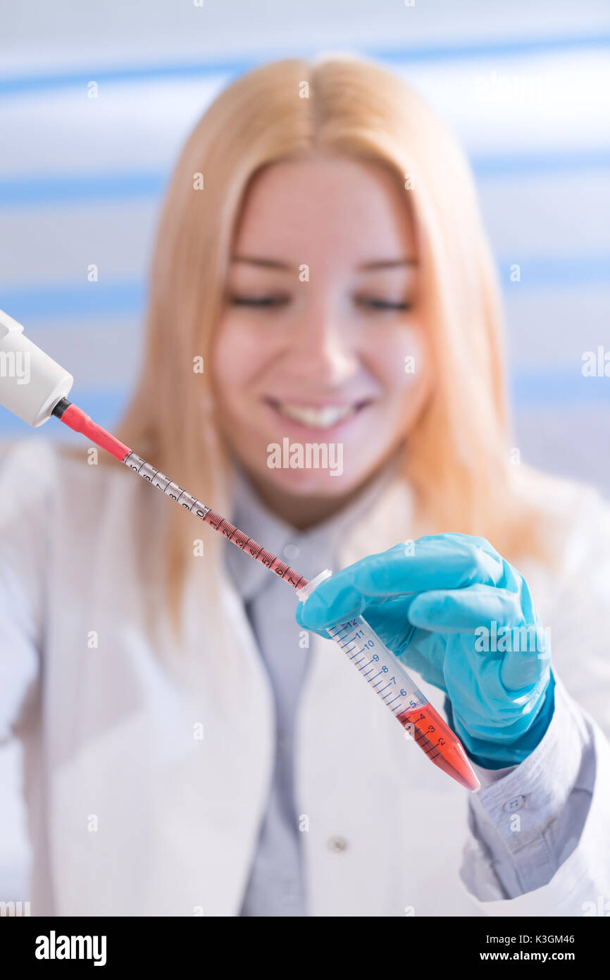 Laboratory assistant in the medical laboratory control a ...