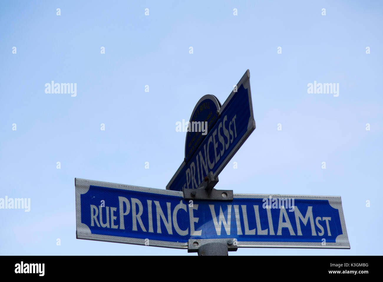Sign for Princess Street and Prince William Street in Saint John, New ...