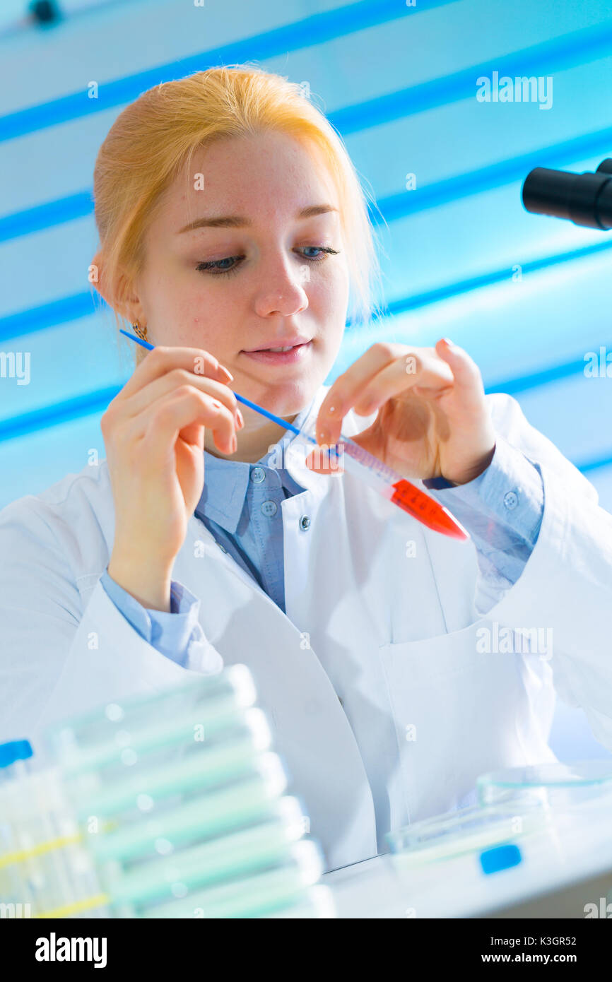 Laboratory assistant in the medical laboratory control a ...