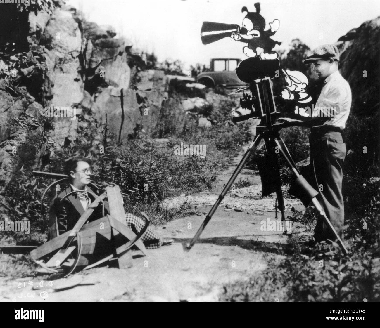 Animator WALTER LANTZ with his creations DINKY DOODLE and his dog ...
