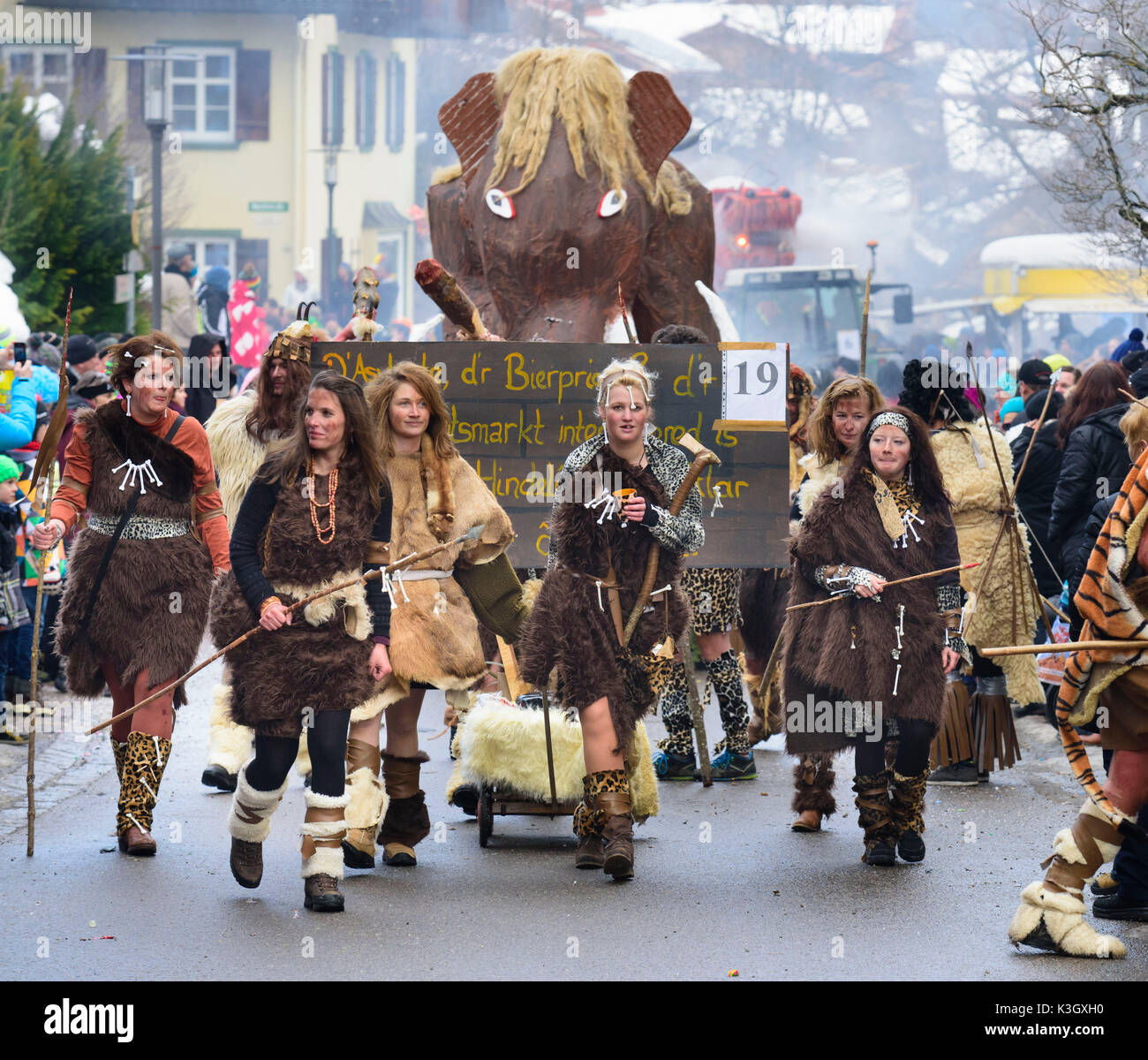 carnival procession on the high street of Bad Hindelang on carnival ...