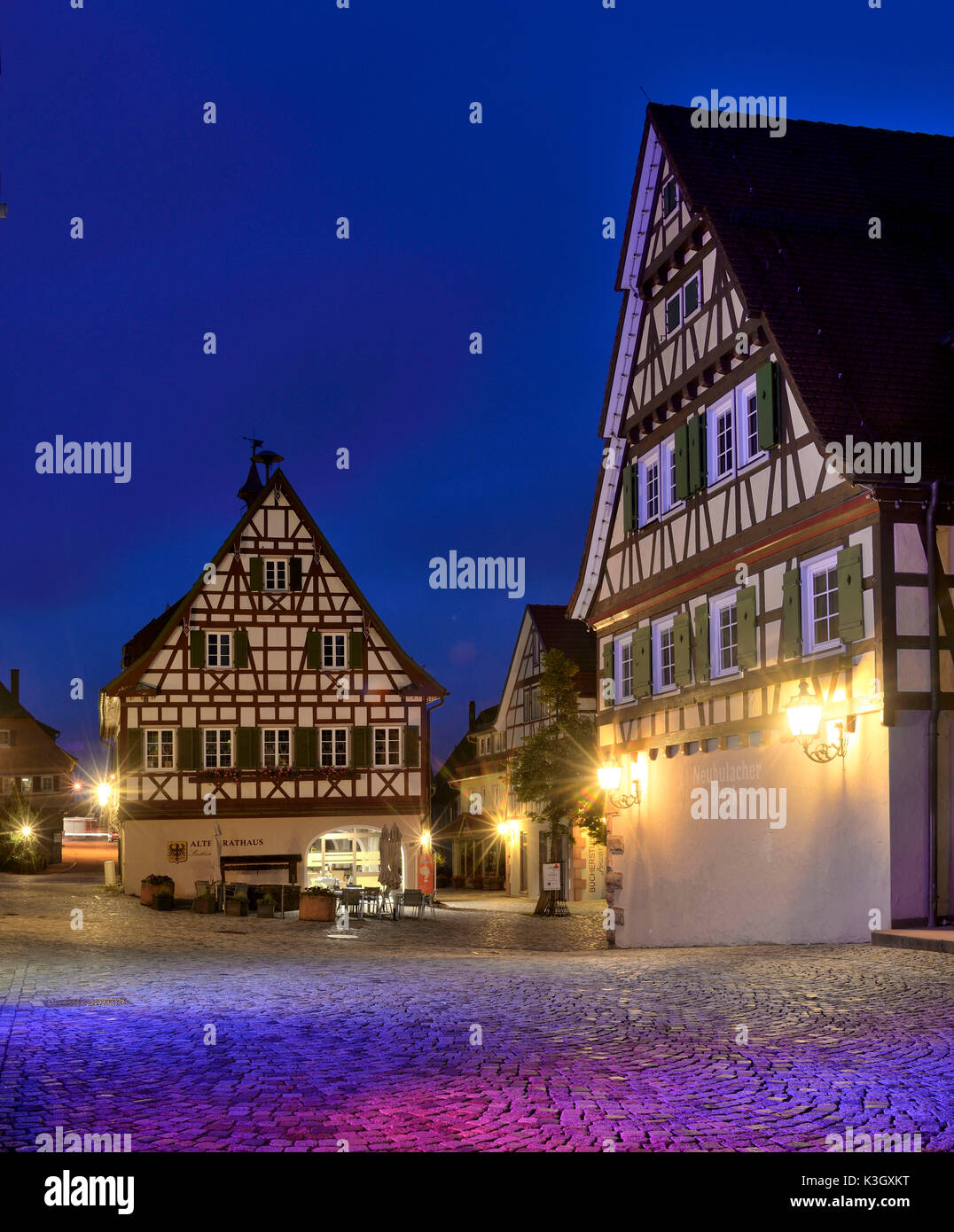 Neubulach, historical Old Town in the evening Stock Photo - Alamy