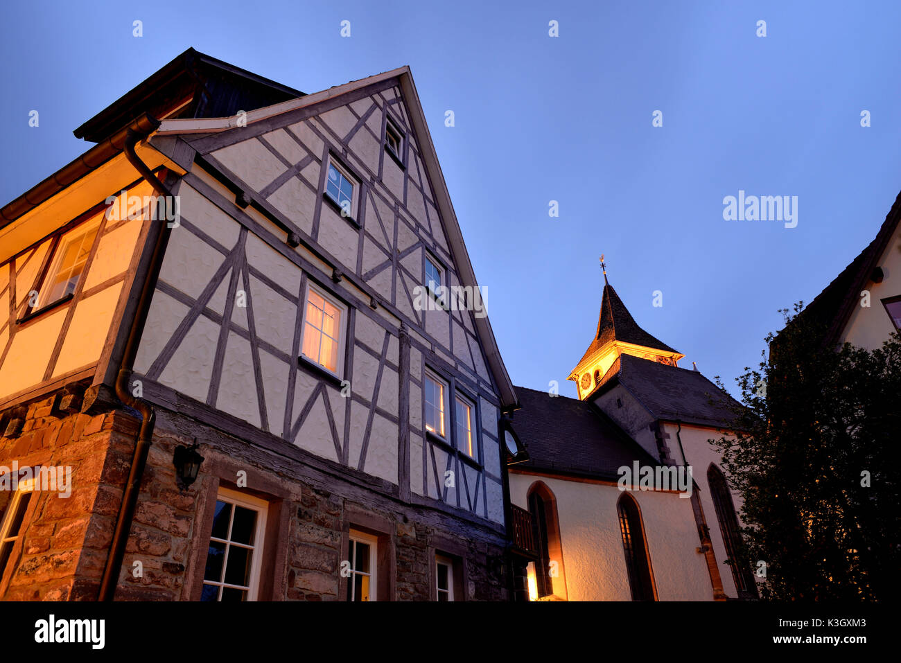 Neubulach, historical Old Town in the evening Stock Photo - Alamy