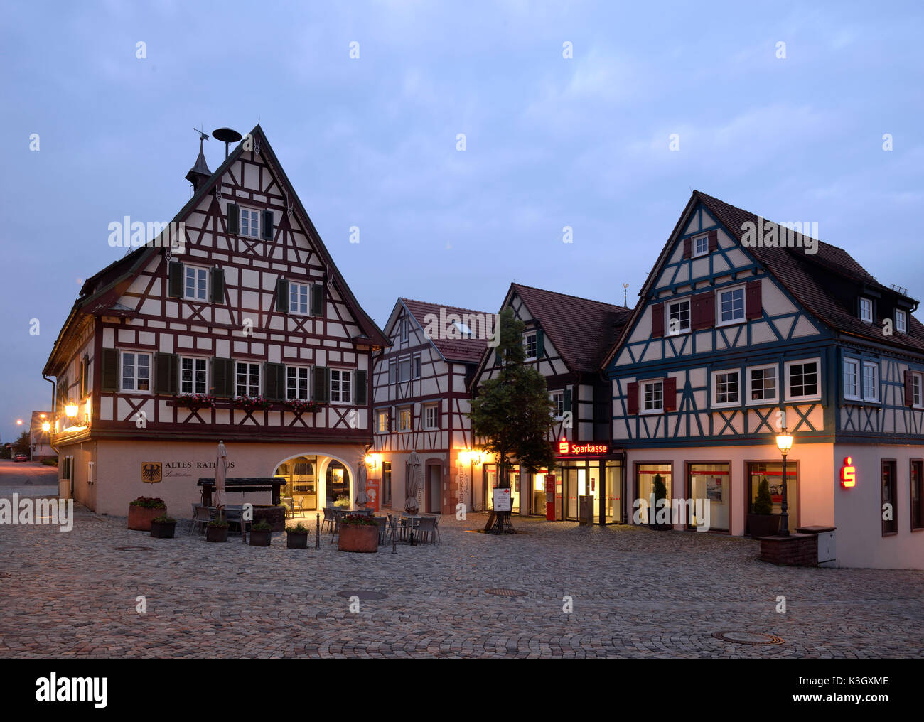 Neubulach, historical Old Town in the evening Stock Photo - Alamy