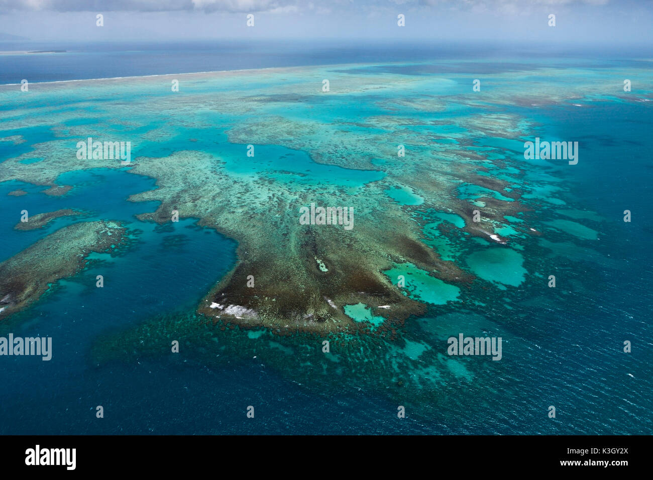 Aerial View of Great Barrier Reef, Queensland, Australia Stock Photo ...