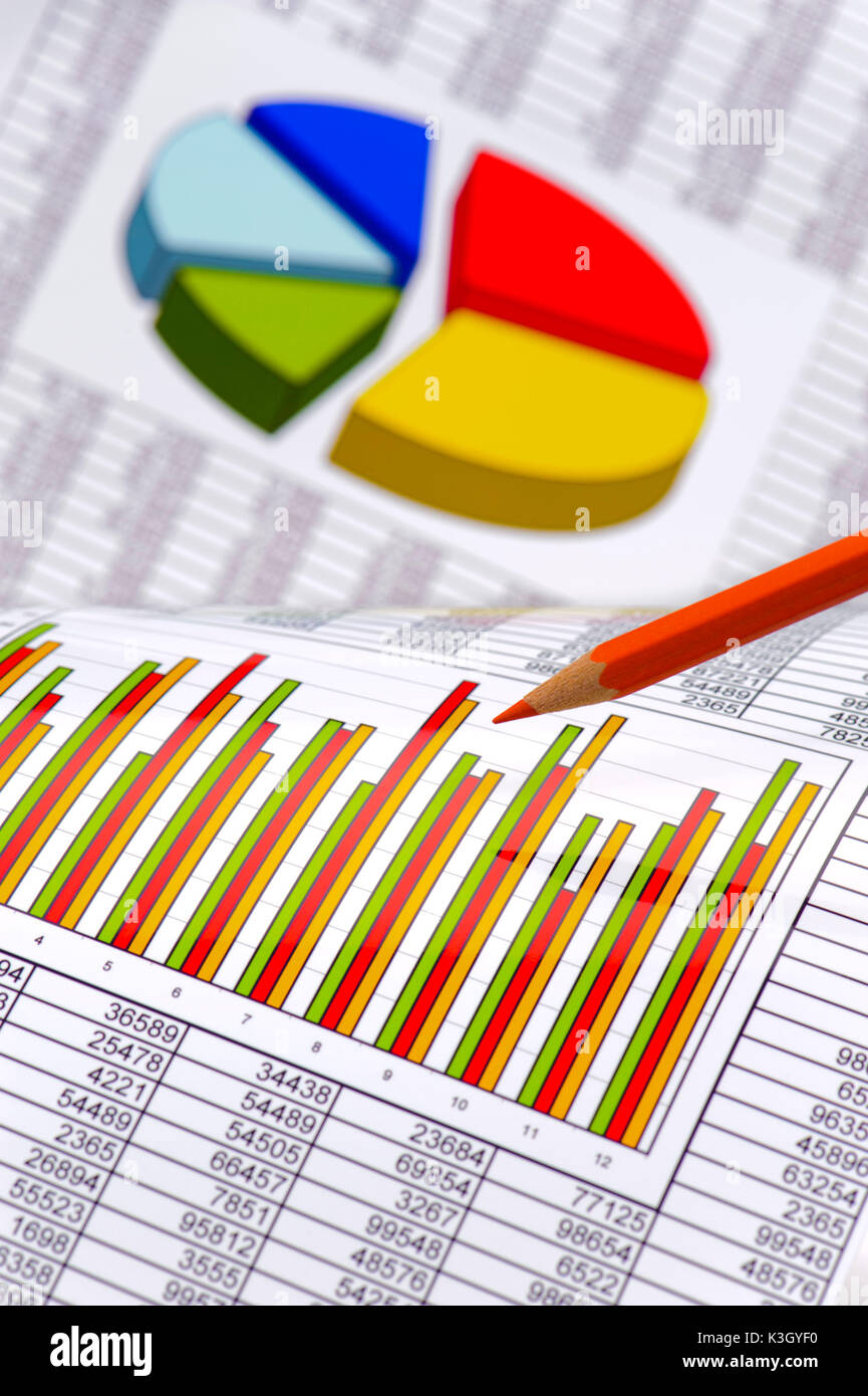Finances with chart, number table and red pen Stock Photo - Alamy