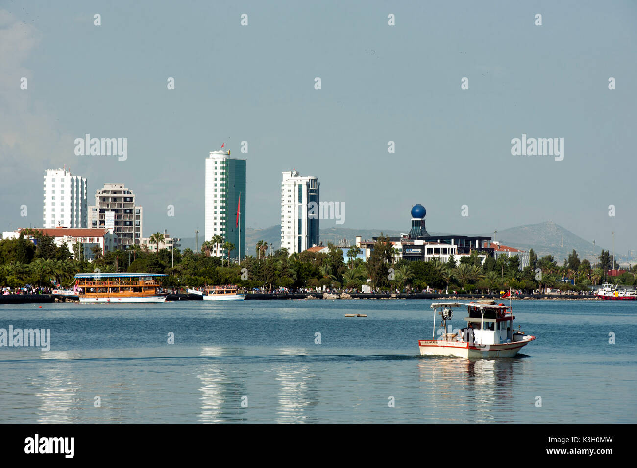 Turkey, Mersin, ships at the fishing harbour at the western end of the ...