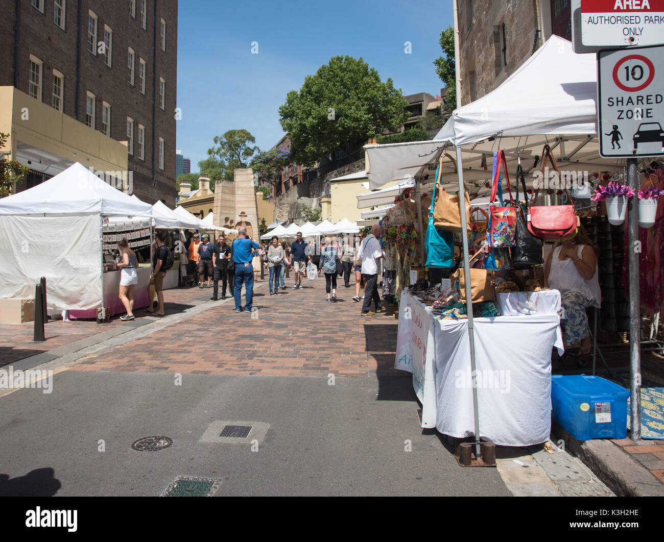 SYDNEY,NSW,AUSTRALIA-NOVEMBER 20,2016: Crowds and vendors at the Rocks ...
