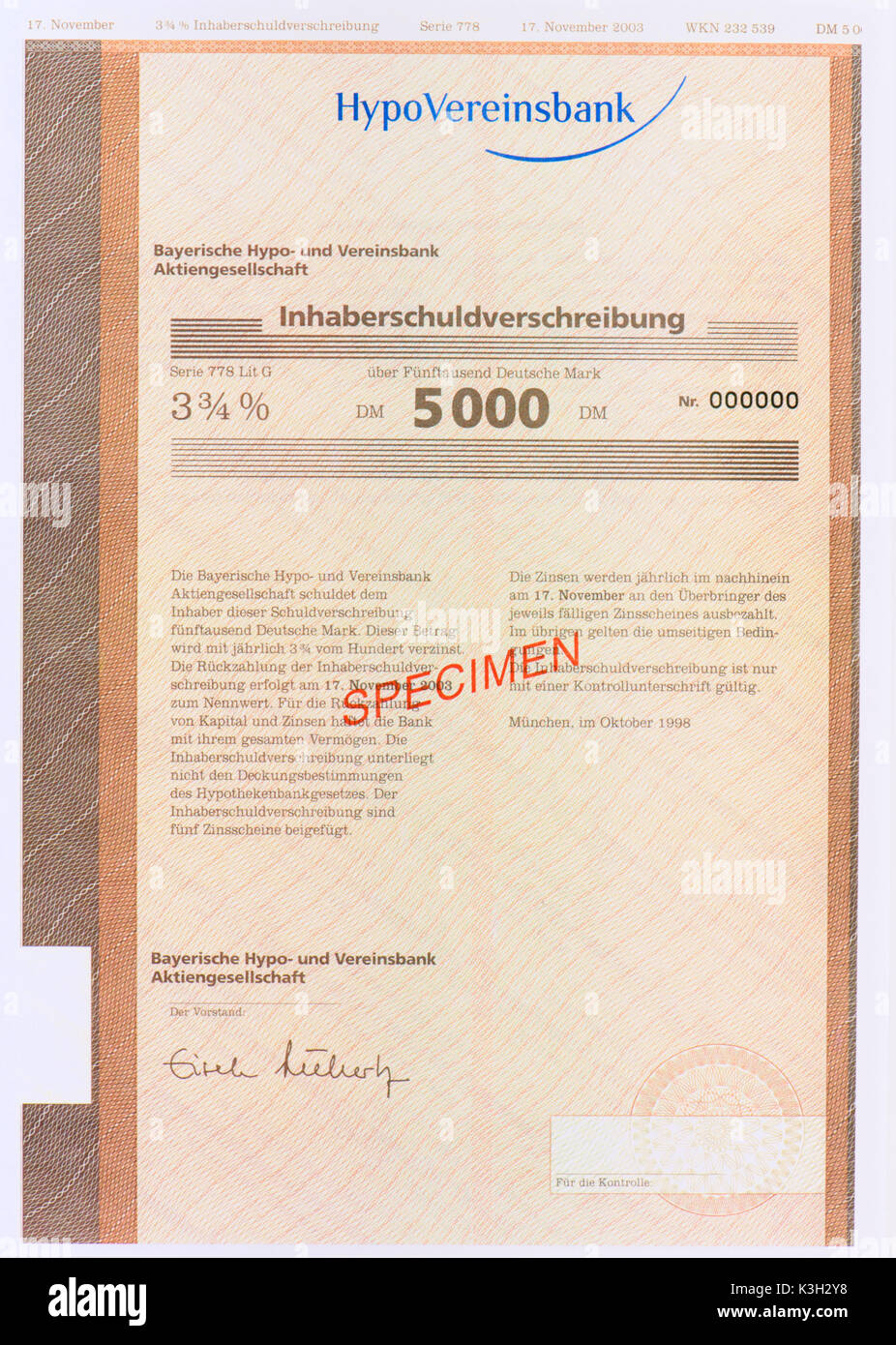 Bond certificate hi-res stock photography and images - Alamy