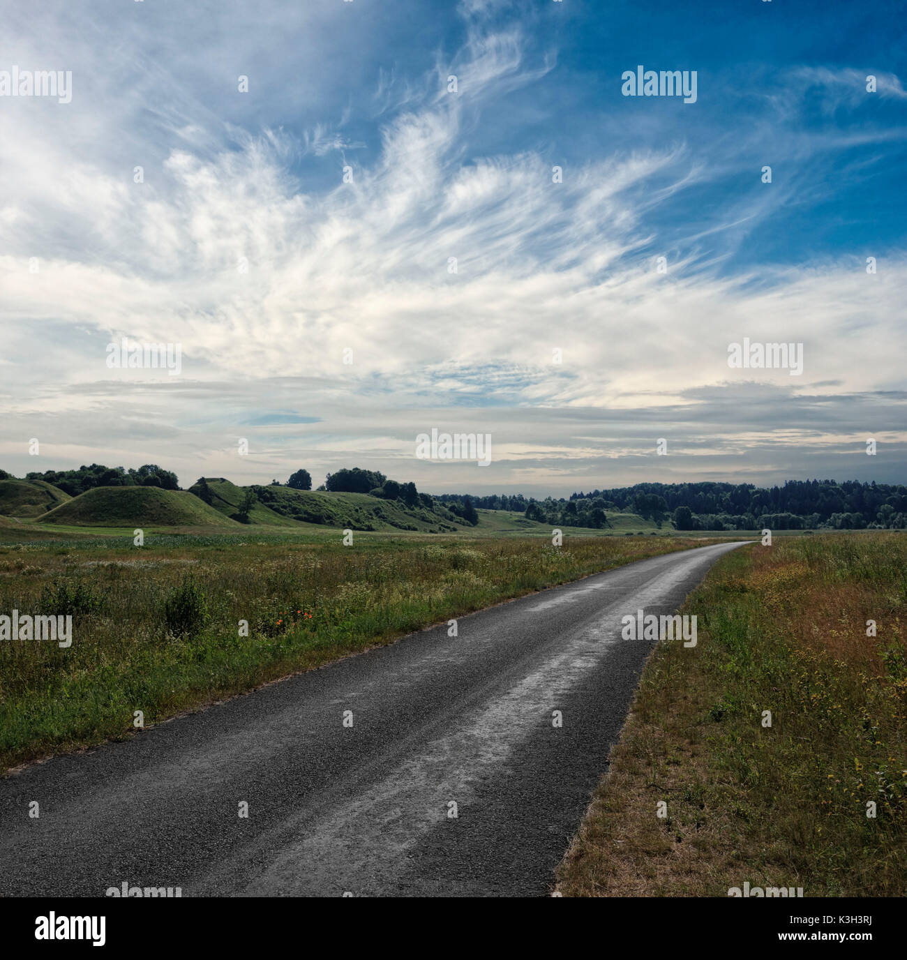 Geography, Lithuania, asphalt road through the field Stock Photo - Alamy