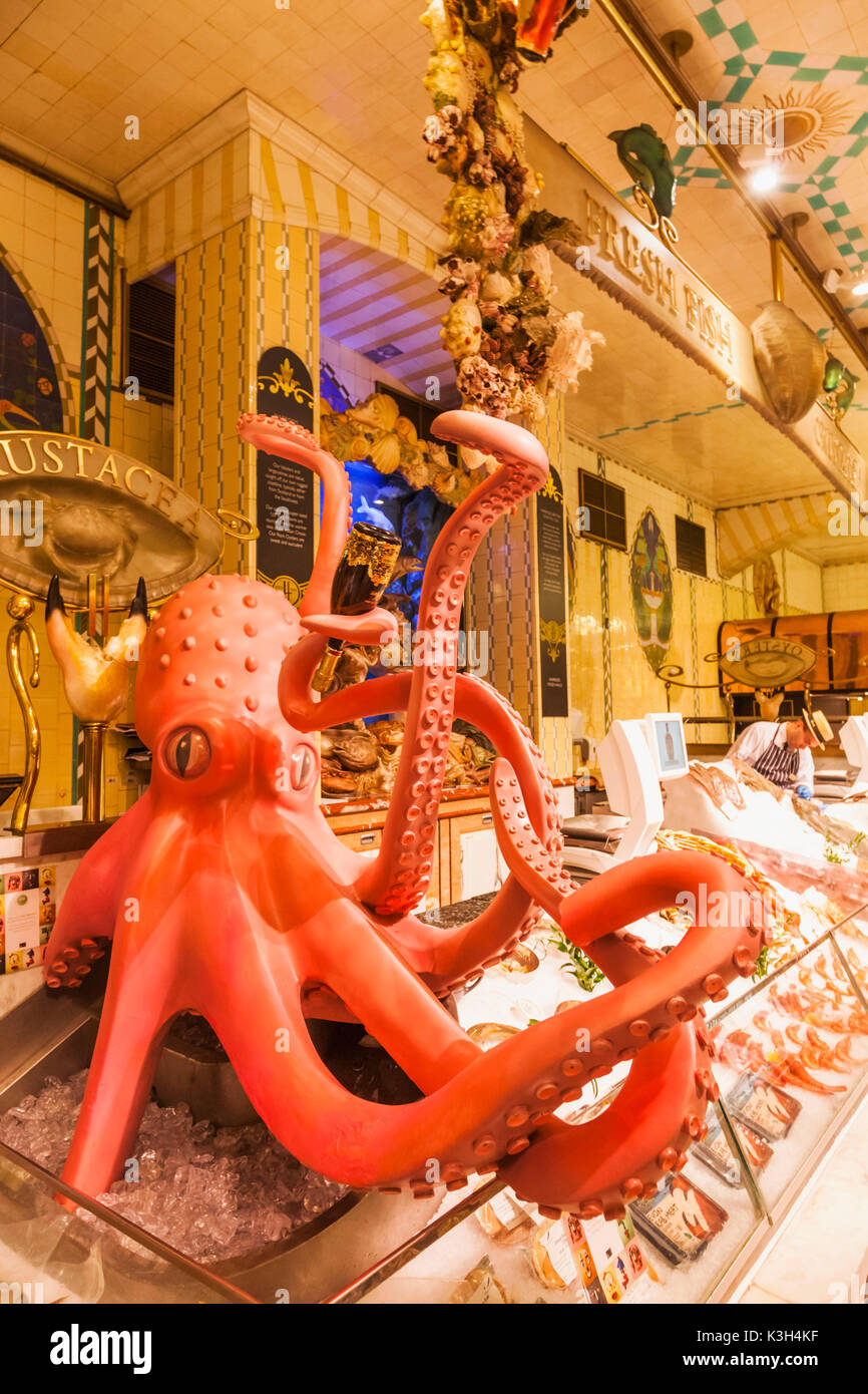 England, London, Knightsbridge, Harrods, Food Hall, Seafood Counter ...