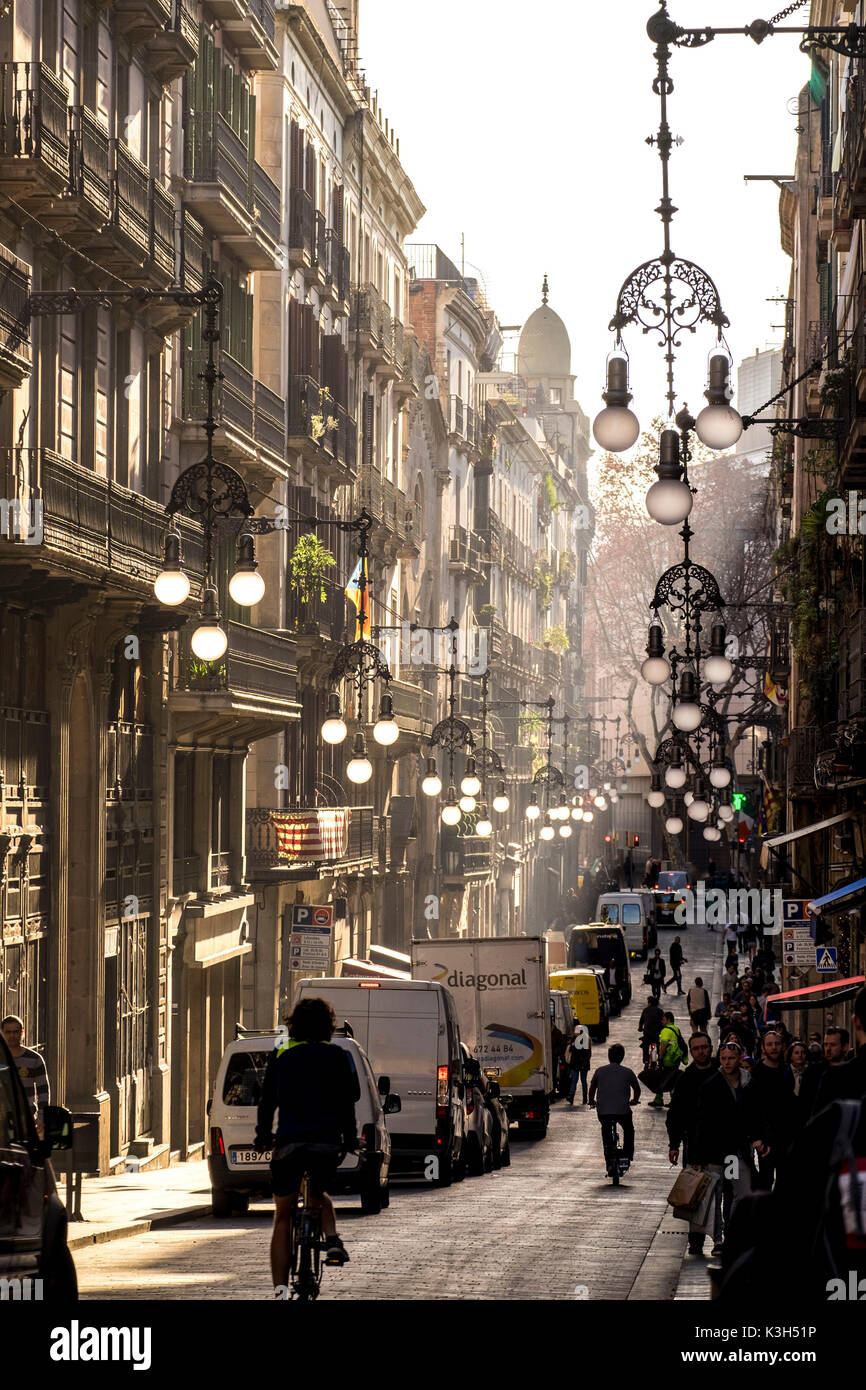Carrer de ferran street in gothic quarter in barcelona hi-res stock ...