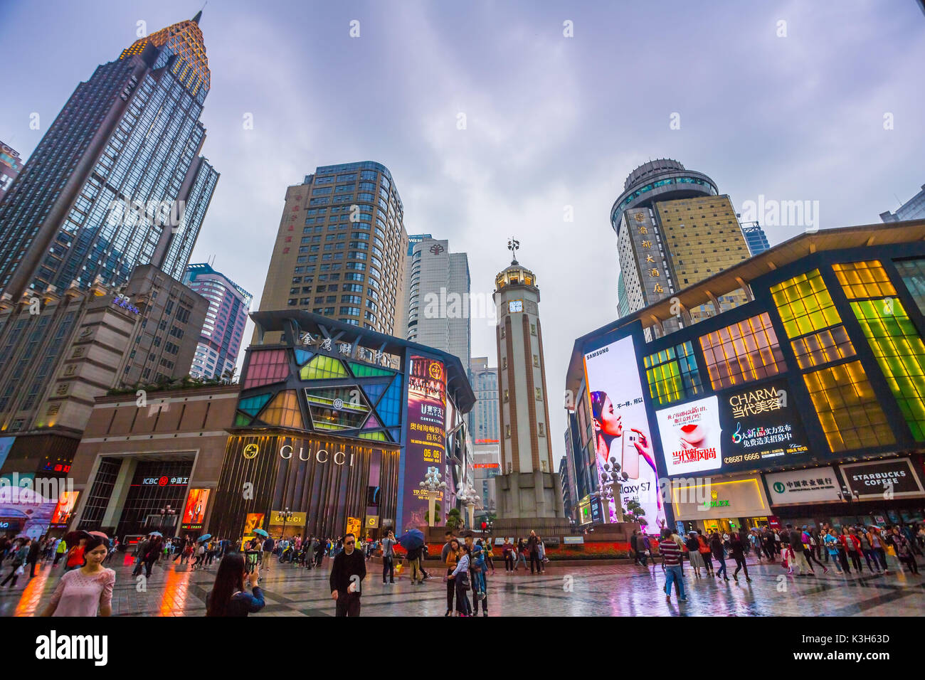 China, Chongqin City, Jiefangbei district, Central Plaza , Times square ...