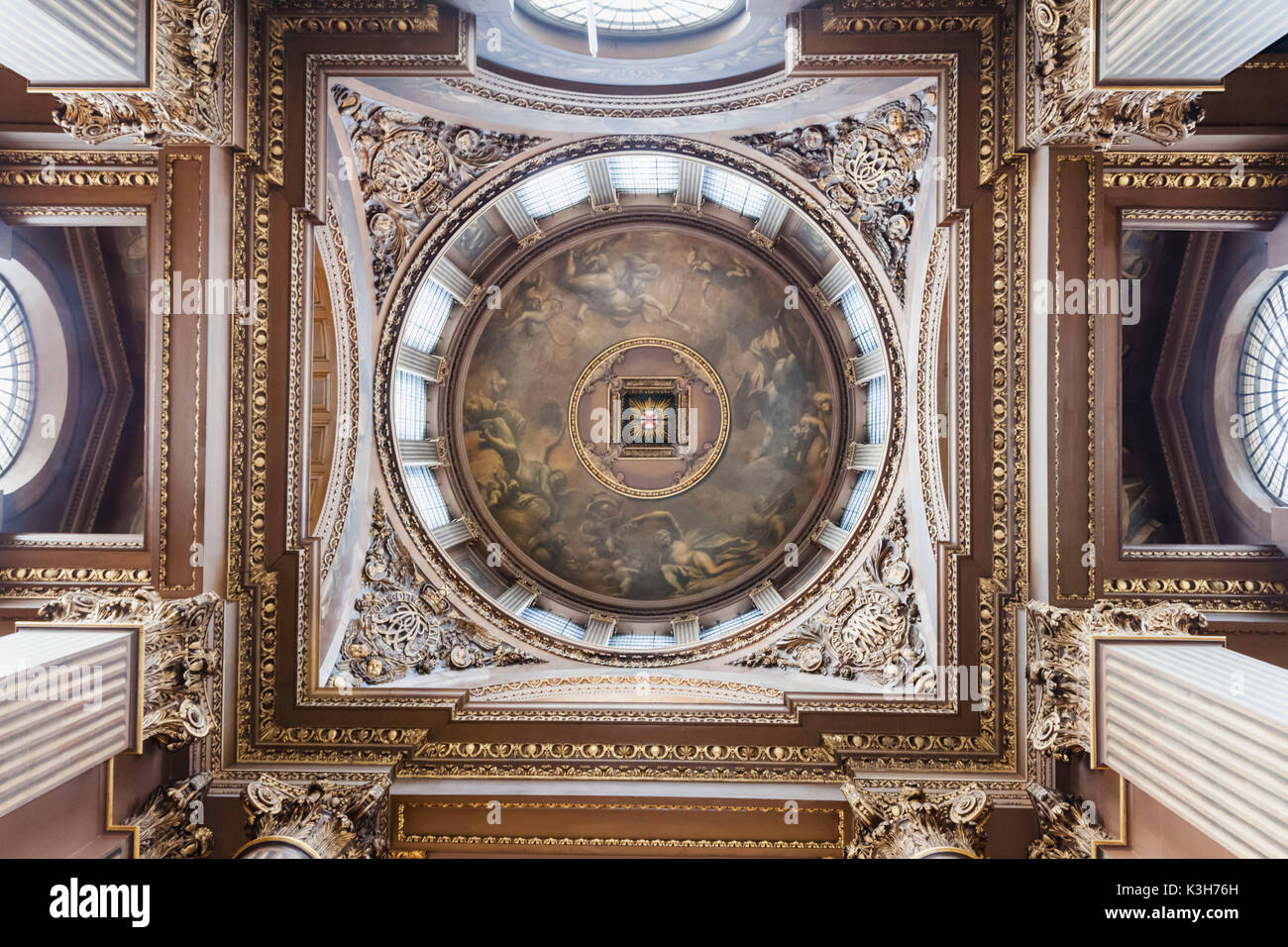 England, London, Greenwich, Old Royal Naval College, The Painted Hall ...