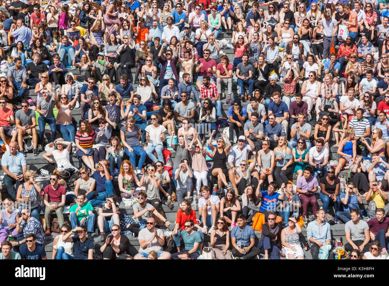England, London, Southwark, Crowds at the Scoop Open Air Theatre Stock ...