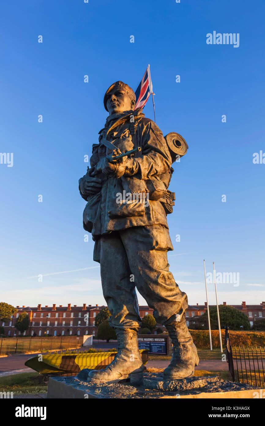 England, Hampshire, Portsmouth, Royal Marines Museum, Statue of Soldier ...