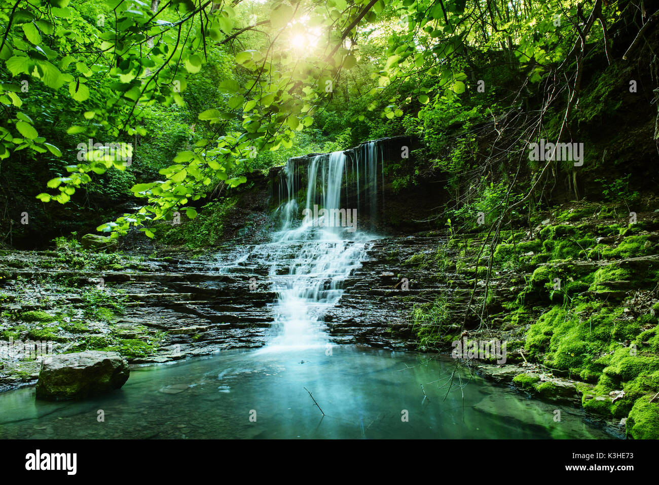 High mountain waterfall Stock Photo - Alamy