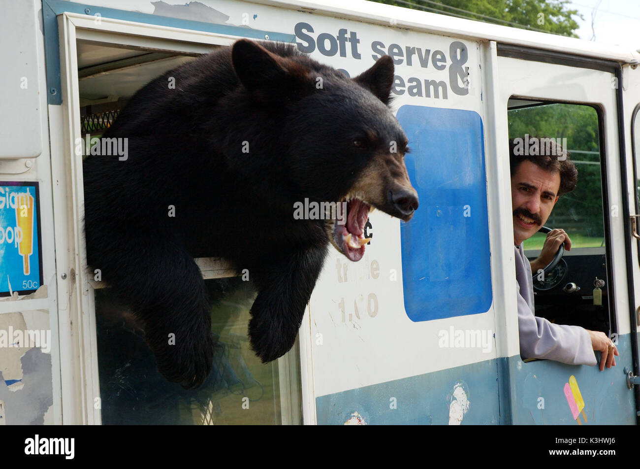 B-76 On an American highway, Borat's friend scares the other motorists ...