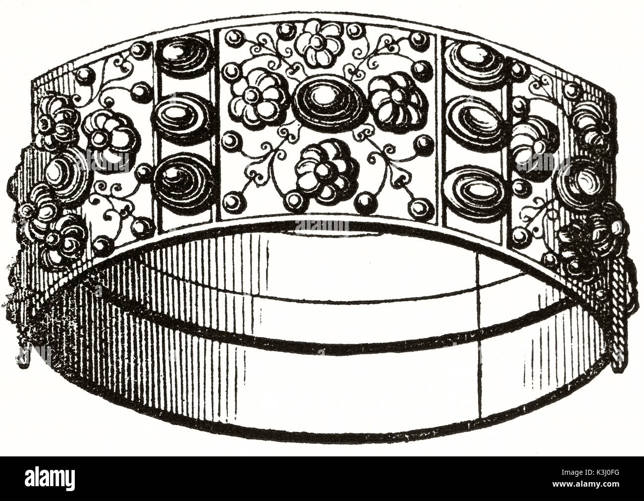 Old illustration of the Iron Crown of Lombardy kept in the Cathedral of ...