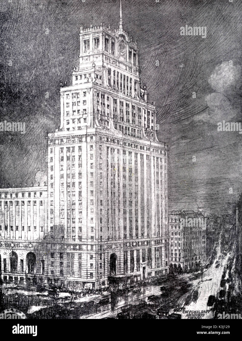 ADVANCE DRAWING OF THE NEW PARAMOUNT PICTURES BUILDING AND FLAGSHIP ...