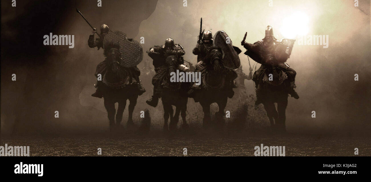 300 Black Persian battle stallions and their riders emerge from the ...