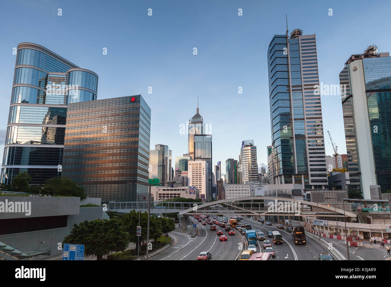 Hong Kong - July 11, 2017: Street view of Hong Kong city center ...