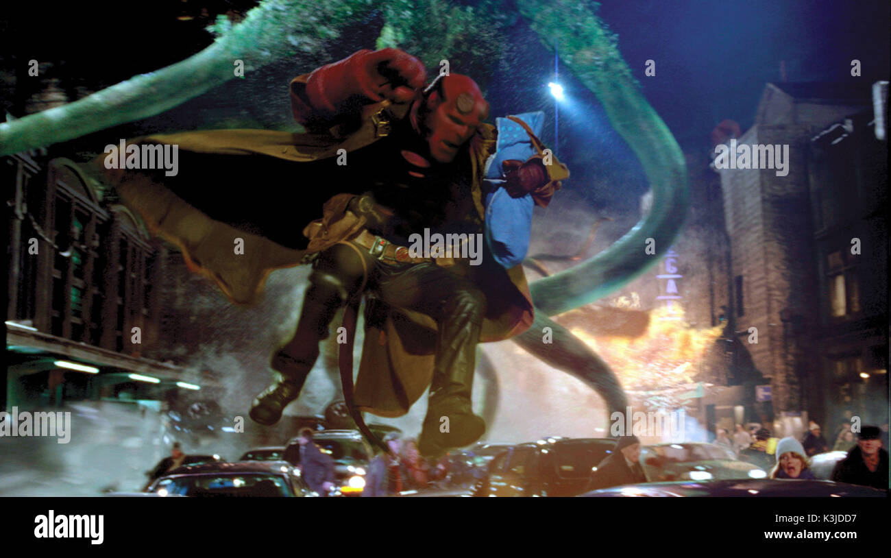 HELLBOY II: THE GOLDEN ARMY aka HELLBOY 2 RON PERLMAN as Hellboy does battle with an Elemental ...