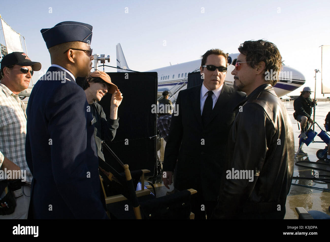IRON MAN TERRENCE HOWARD, Director JON FAVREAU, ROBERT DOWNEY JR. as ...