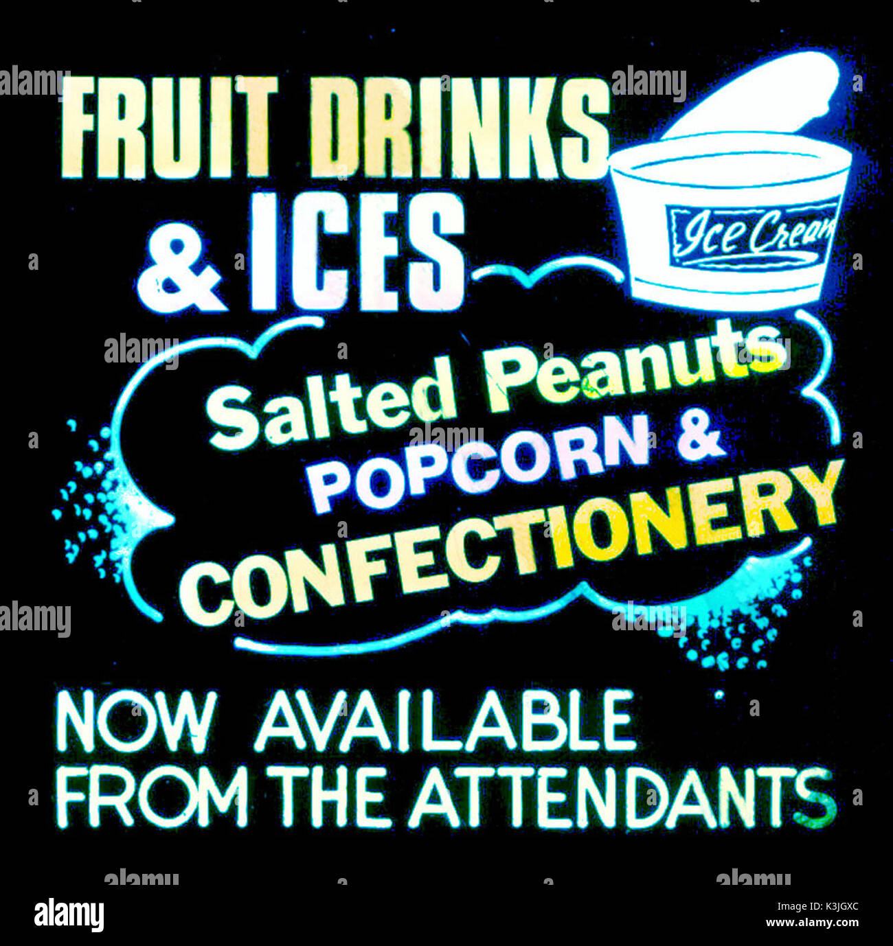 A slide shown on cinema screens during the interval between the films ...