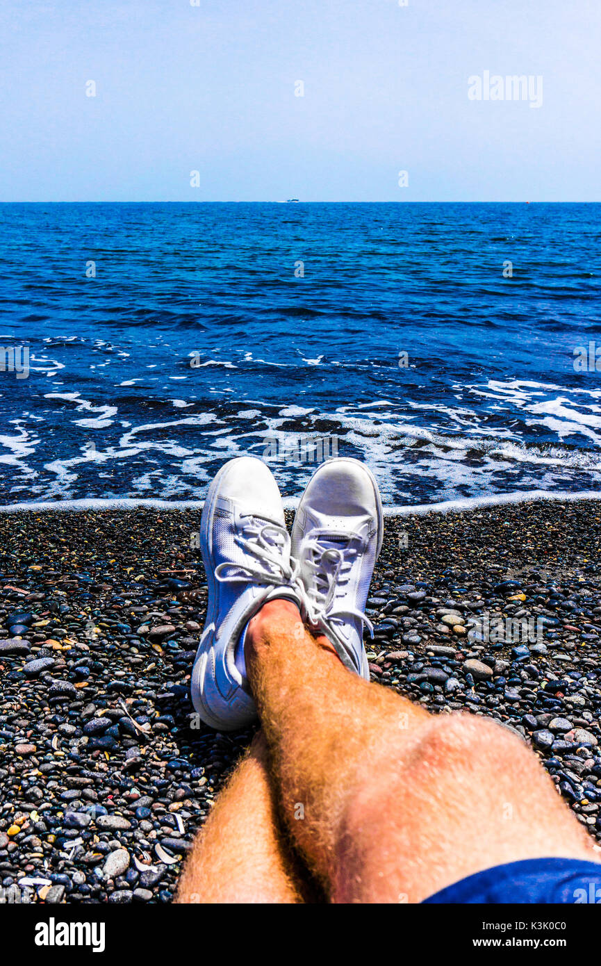 Black Sand Beach in Santorini, Greece Stock Photo - Alamy