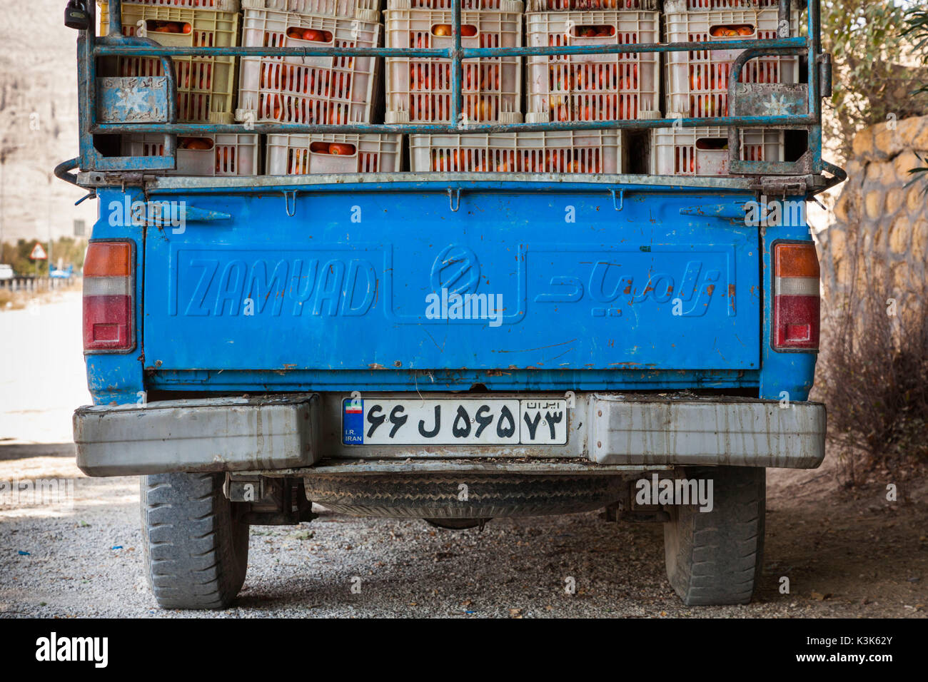 Iran, Central Iran, Shiraz, Zamyad, Iranian-built pickup truck Stock ...