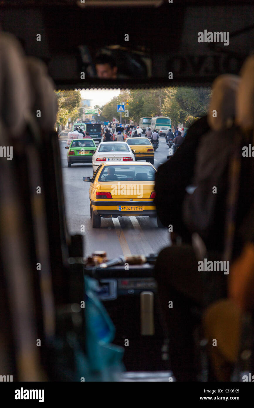 Iran, Tehran, street traffic seen through bus Stock Photo - Alamy