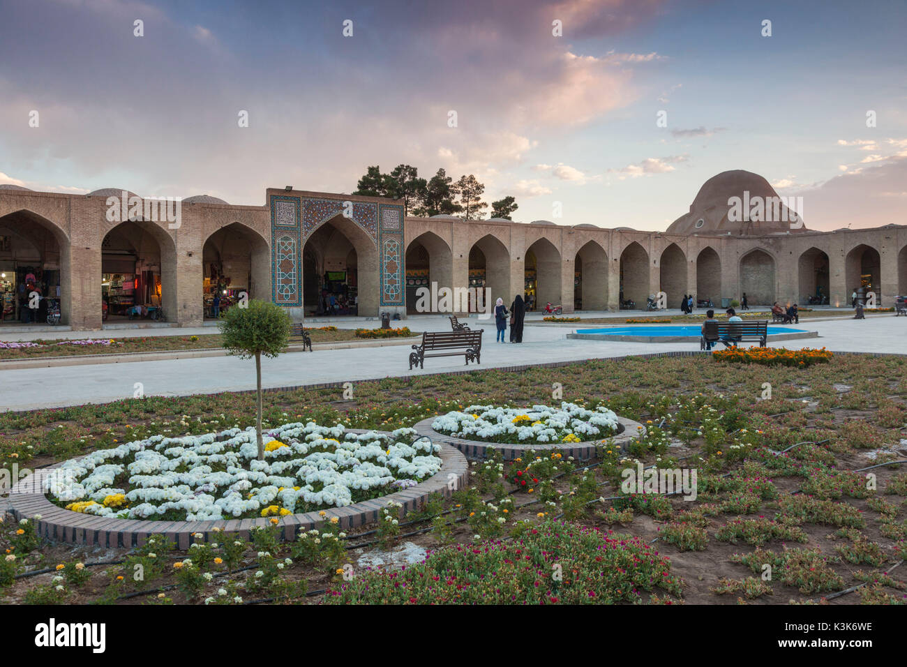 Iran, Southeastern Iran, Kerman, End to End Bazaar, courtyard Stock ...