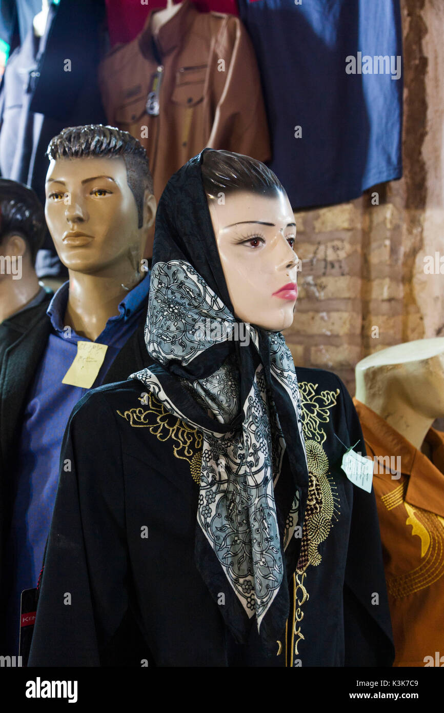 Iran, Southeastern Iran, Kerman, End to End Bazaar, manequin with ...