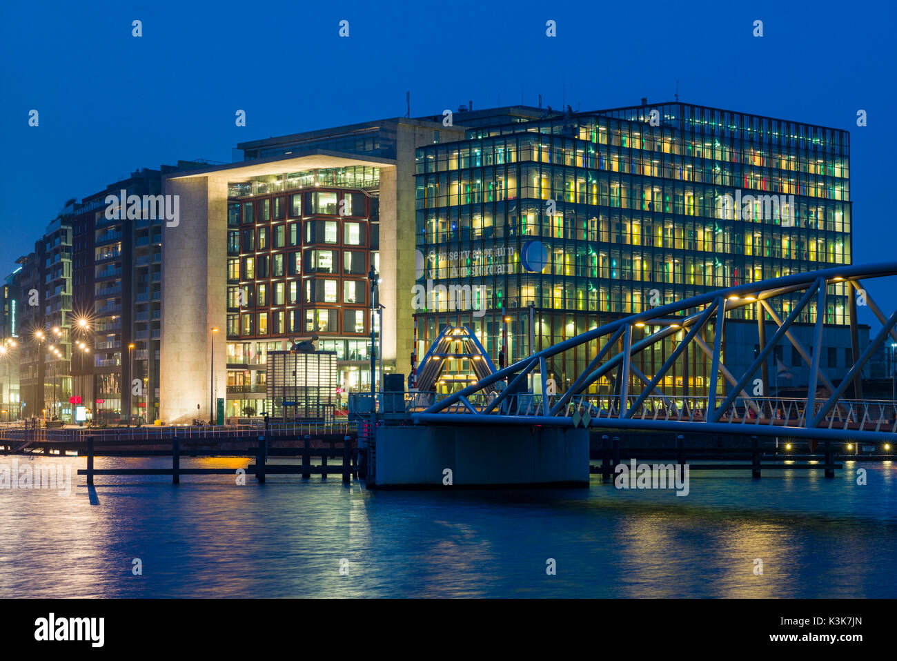 Netherlands, Amsterdam, Amsterdam Public Library, exterior, dawn Stock ...