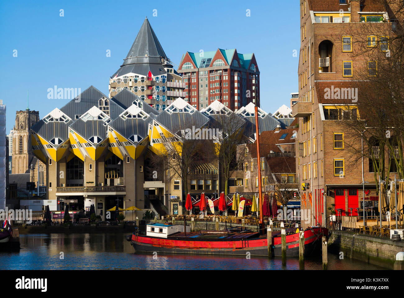 Netherlands, Rotterdam, cube buildings of the Overblaak Development, b ...