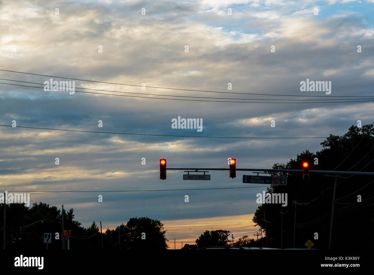 sunset on the road traffic lights car Late afternoon traffic. Traffic ...