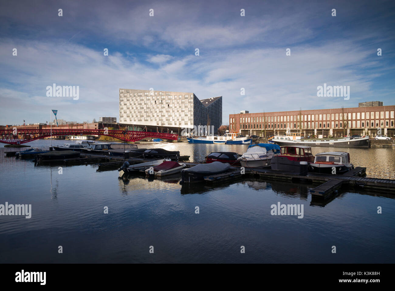 Netherlands, Amsterdam, Eastern Docklands, Spoorweg-bssin with The ...
