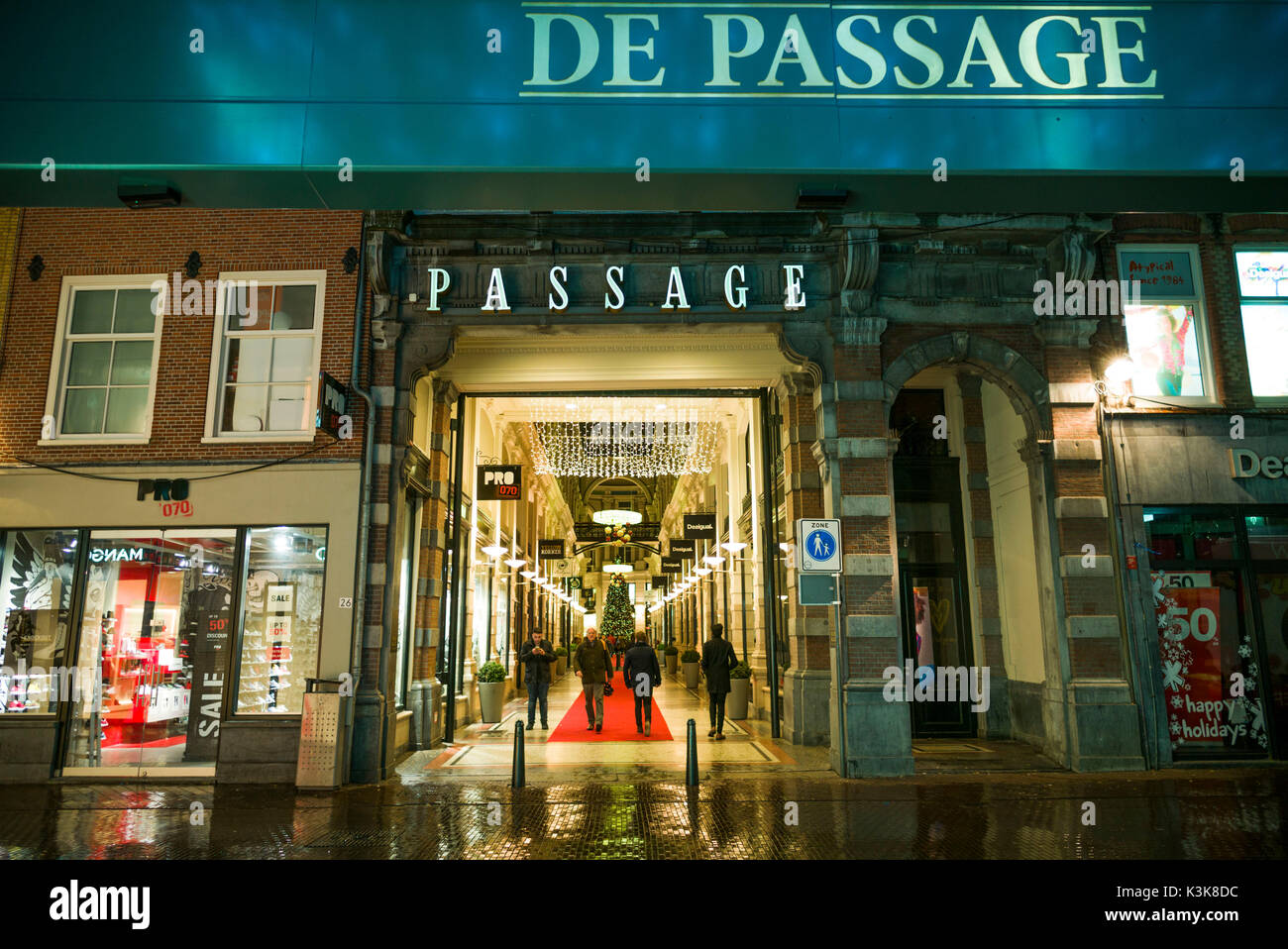 Netherlands, The Hague, De Passage, 19th century shopping arcade, sign ...