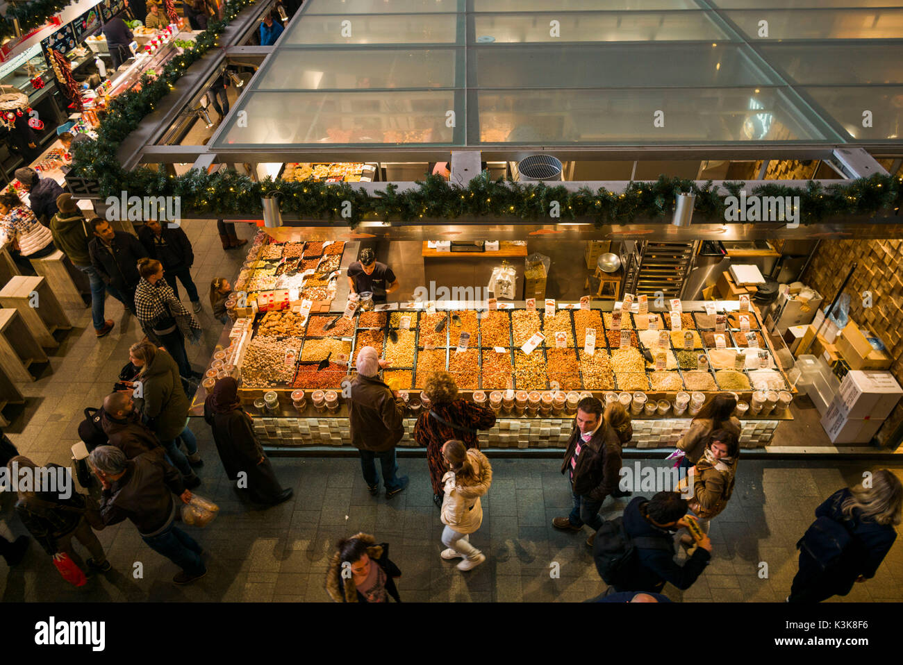 Netherlands, Rotterdam, Markthal foodhall, elevated interior view Stock ...