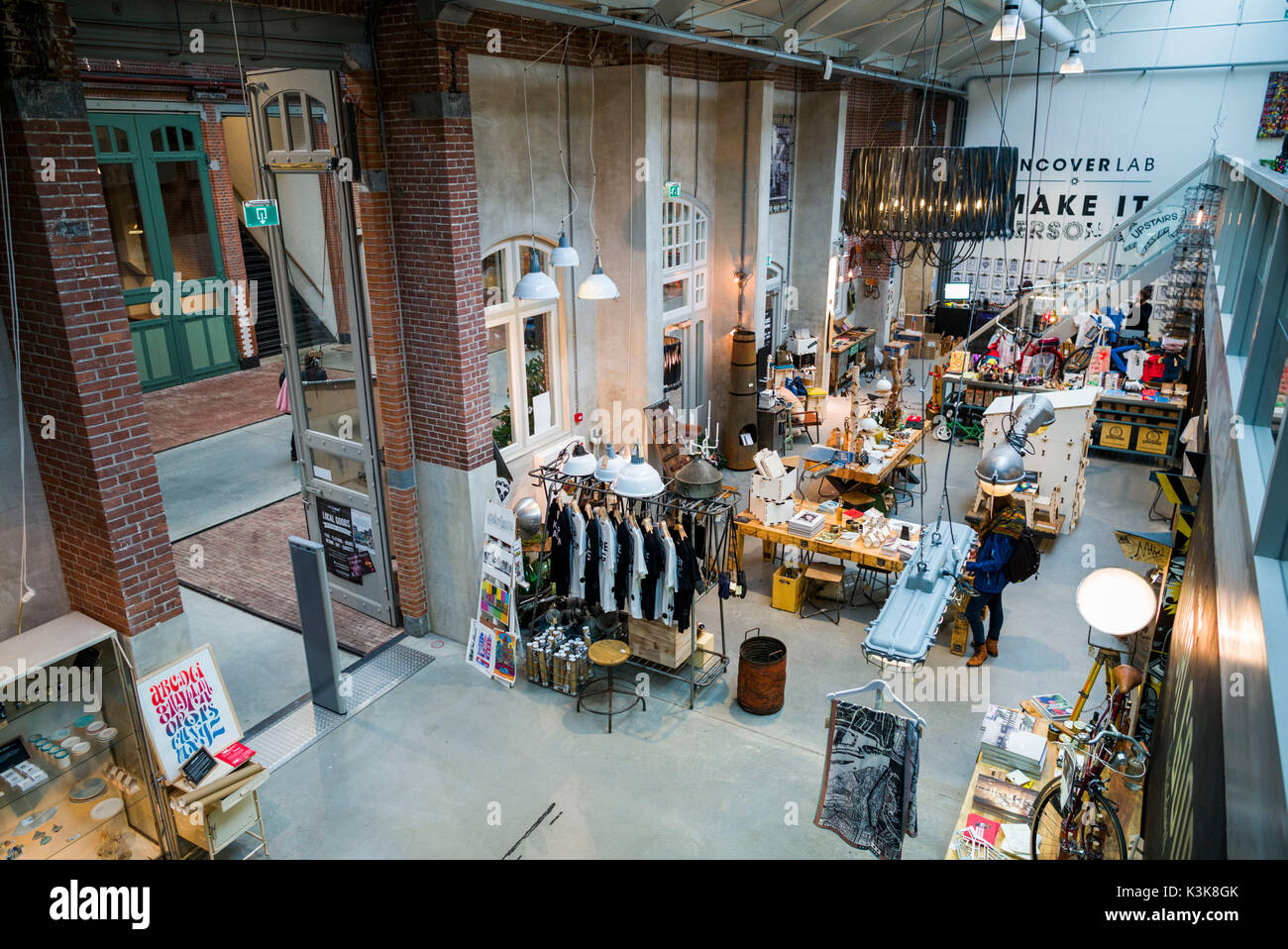 Netherlands, Amsterdam, De Hallen, new food hall in renovated tram ...
