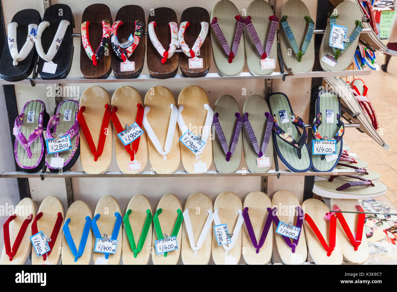 Souvenir shop display of japanese tabi sandels shoes hi-res stock ...