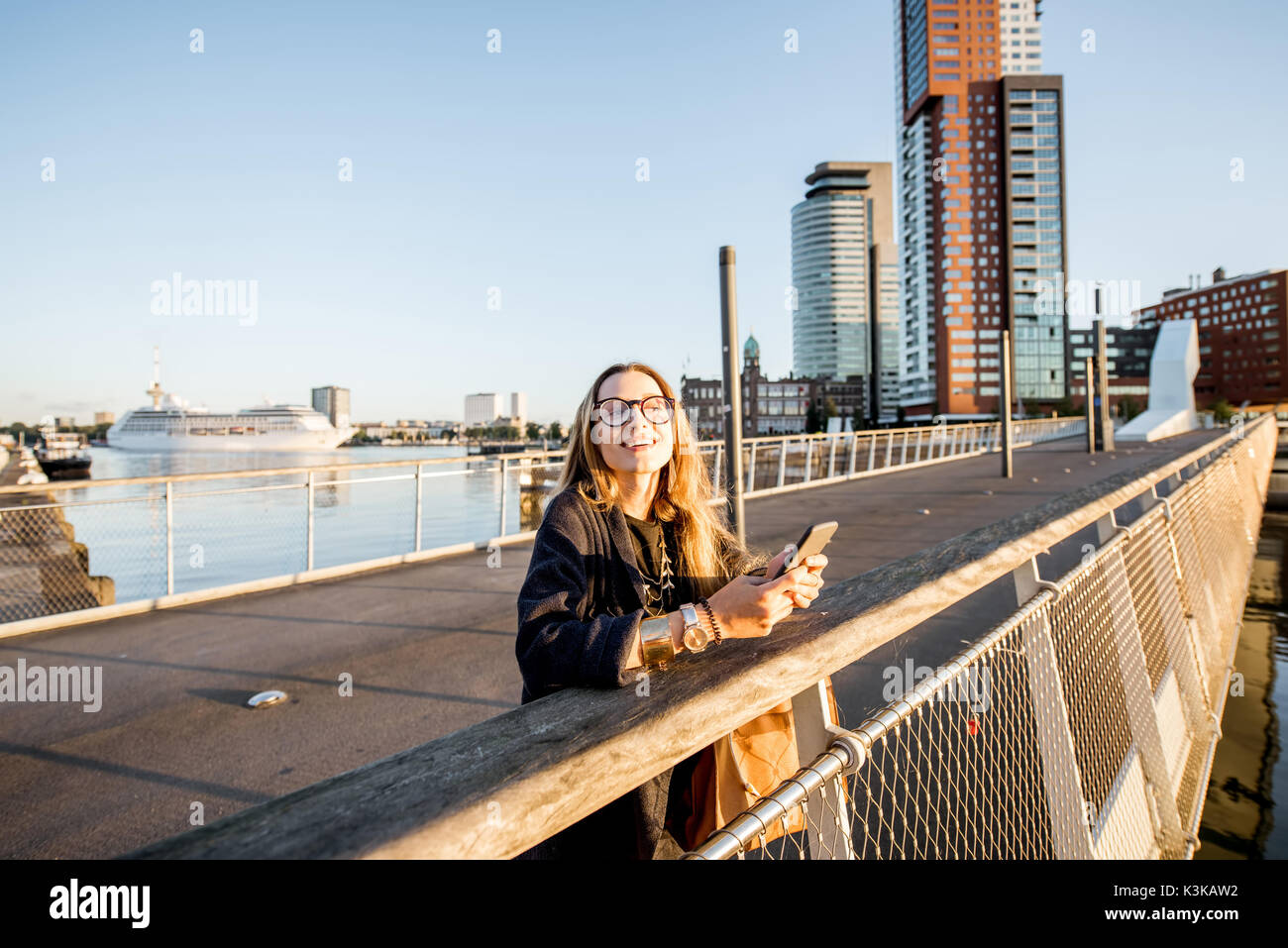 Woman in Rotterdam city Stock Photo - Alamy